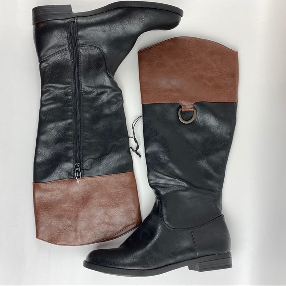 Merona | Shoes | Merona Black Brown Knee High Zipper Boots | Poshmark
